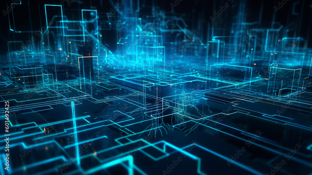 Digital binary code matrix background - 3D rendering of a scientific technology data binary code ...