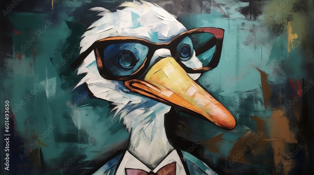 Pablo Picasso's portrait painting depicting a duck wearing sunglasses ...