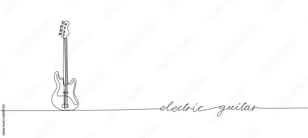 Electric guitar one line art. Continuous line drawing of musical ...