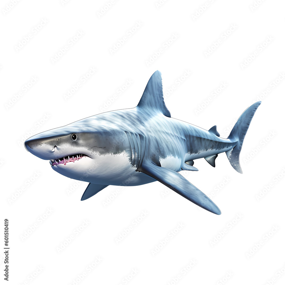 shark isolated on white. great shark png. shark png. Generative png ...