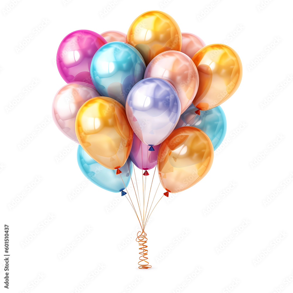 colorful balloons isolated on white. balloons png. Generative AI Stock ...