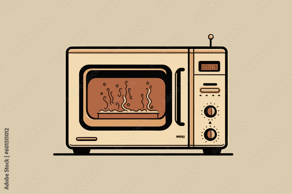 Doodle inspired Oven, cartoon sticker, sketch, vector, Illustration ...