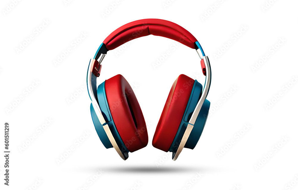 3d headphones with png background. Wireless headphones front view. red ...