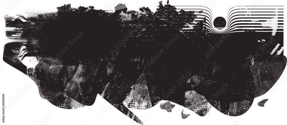 Glitch distorted grungy isolated banner . Design element for brochure ...