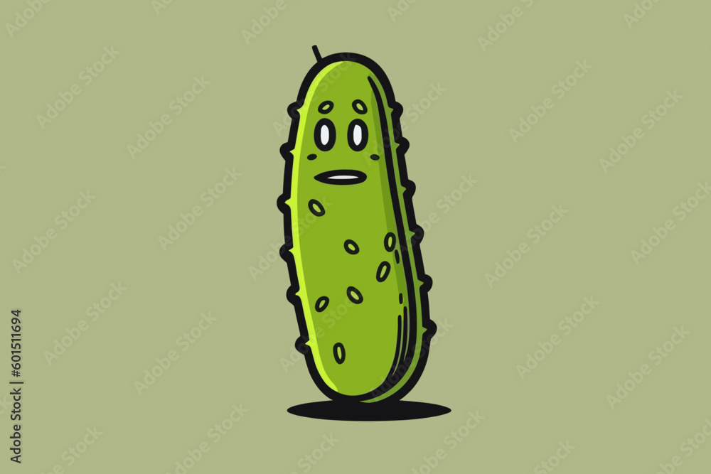 Doodle inspired Sweet gherkin pickle, cartoon sticker, sketch, vector ...