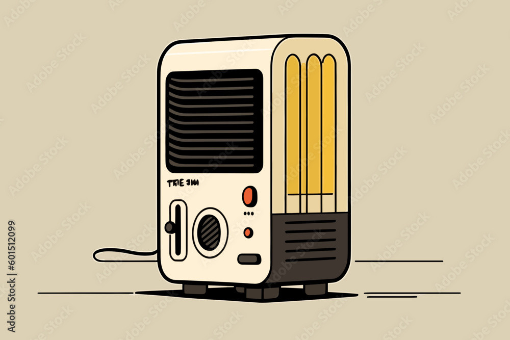 Doodle inspired Heater, cartoon sticker, sketch, vector, Illustration ...