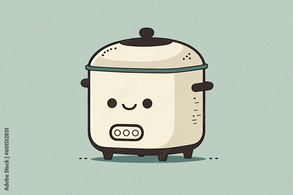 Vetor de Doodle inspired Rice cooker, cartoon sticker, sketch, vector ...