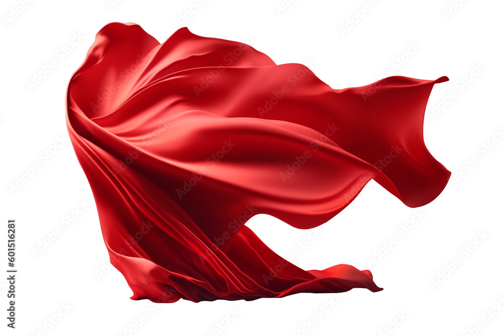 Flying red silk fabric. Waving satin cloth isolated on transparent PNG ...