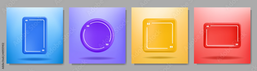 Vector illustration. 3d minimalist banners set. Quote frames blank ...