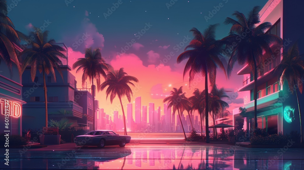 Miami Vibes Wallpaper Background Stock Illustration | Adobe Stock
