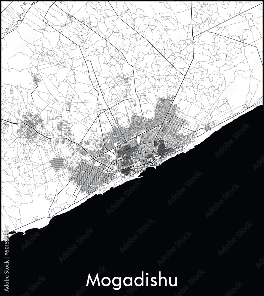Minimal city map of Mogadishu (Somalia Africa) Stock Vector | Adobe Stock