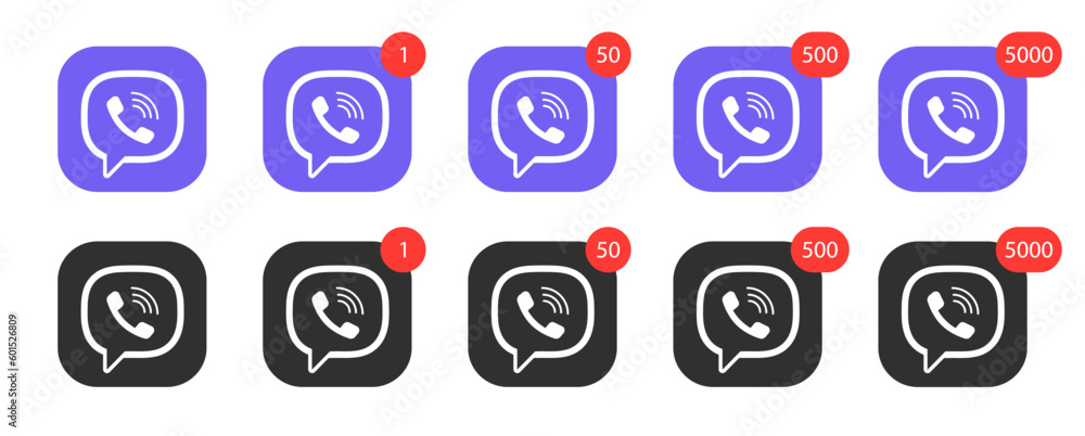 Social Media Icon viber with notifications.Viber Logo. Vector Stock ...