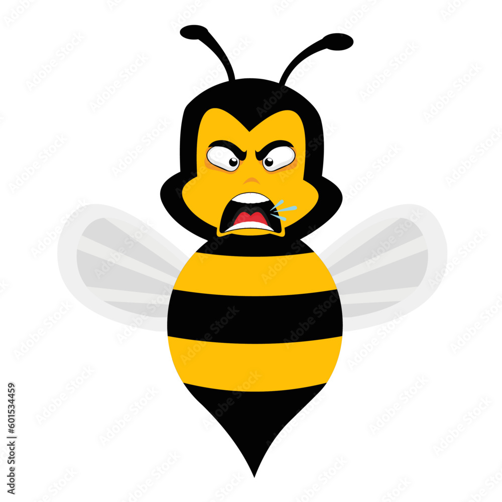 vector illustration of a bee cartoon angry and screaming Stock Vector ...