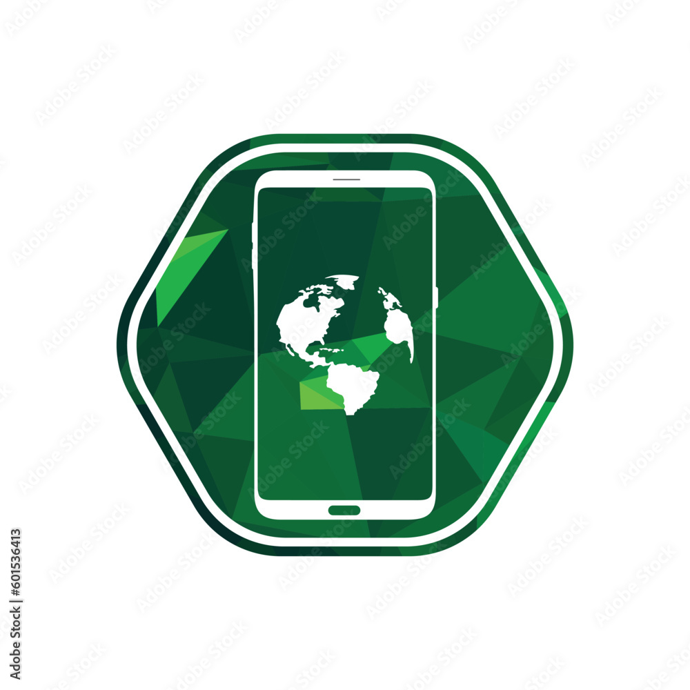 Smart phone logo design. mobile vector illustration with fingerprint ...