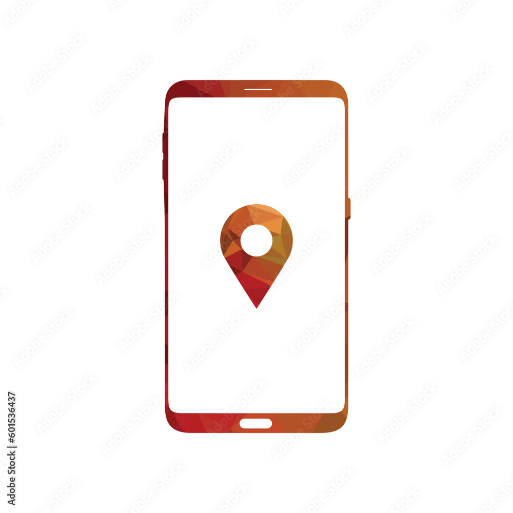 Smart phone logo design. mobile vector illustration with map pin ...