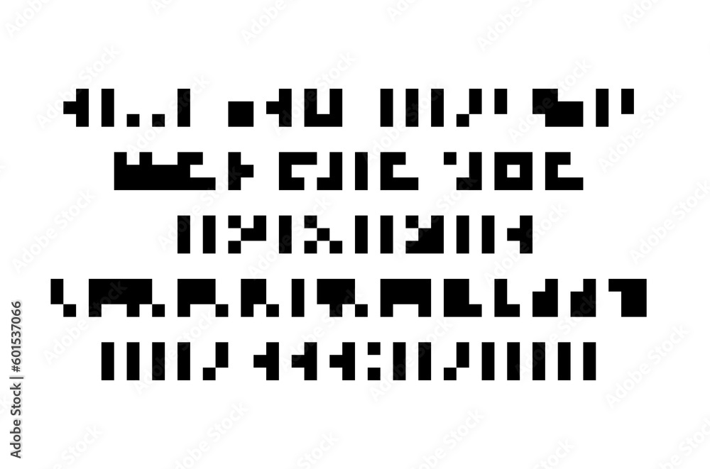 Cryptic unreadable pixel Text. Futuristic alien alphabet. Abstract ...