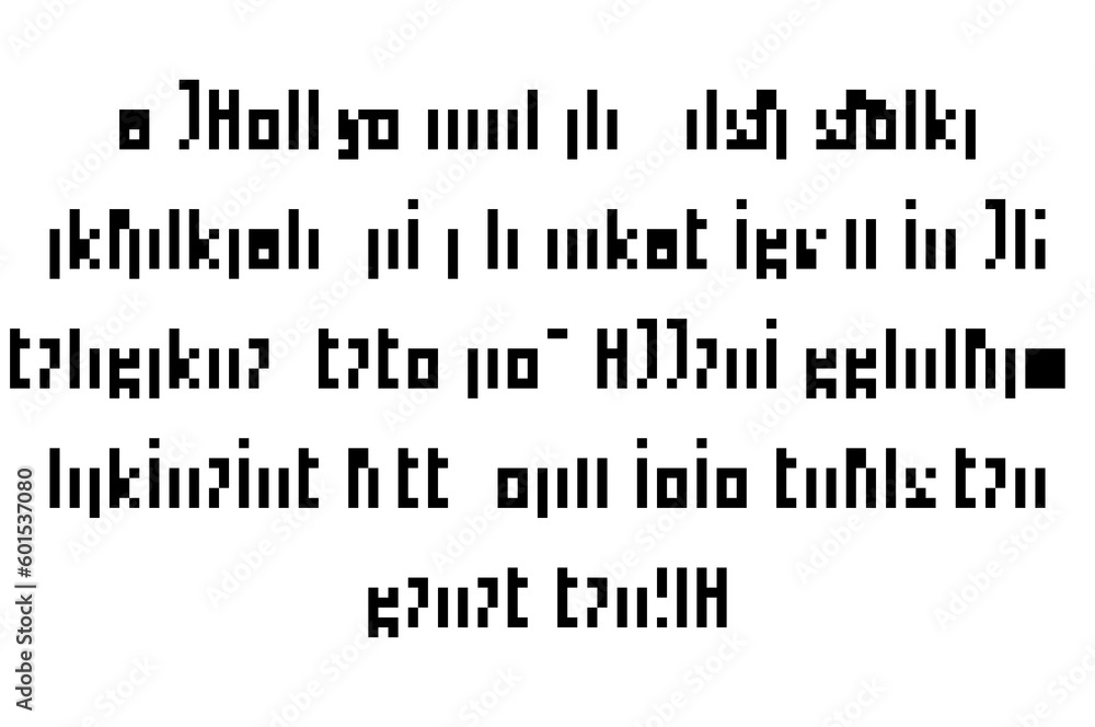Cryptic unreadable pixel Text. Futuristic alien alphabet. Abstract ...