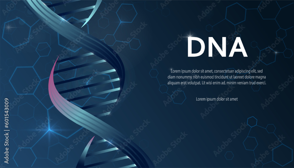 DNA structure banner. Microbiology and biochemistry, genetics. Study of ...