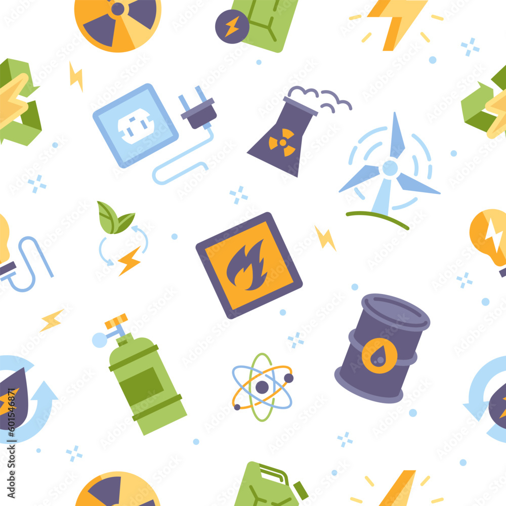 Energy sources seamless pattern. Repeating design element for printing ...