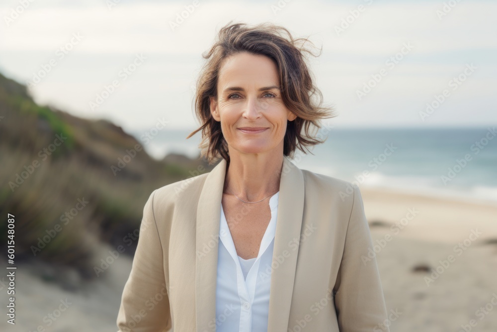 Medium shot portrait photography of a pleased woman in her 40s wearing ...