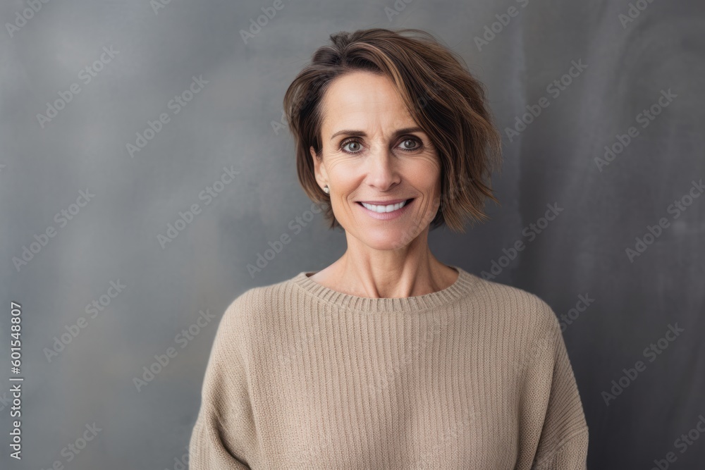 Medium shot portrait photography of a pleased woman in her 40s wearing ...