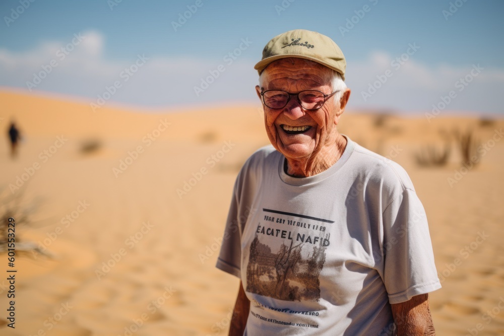 Environmental portrait photography of a grinning elderly 100 years old ...