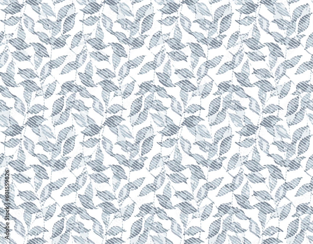 Seamless pattern hand draw leave design,Vector leafy monochrome pattern ...