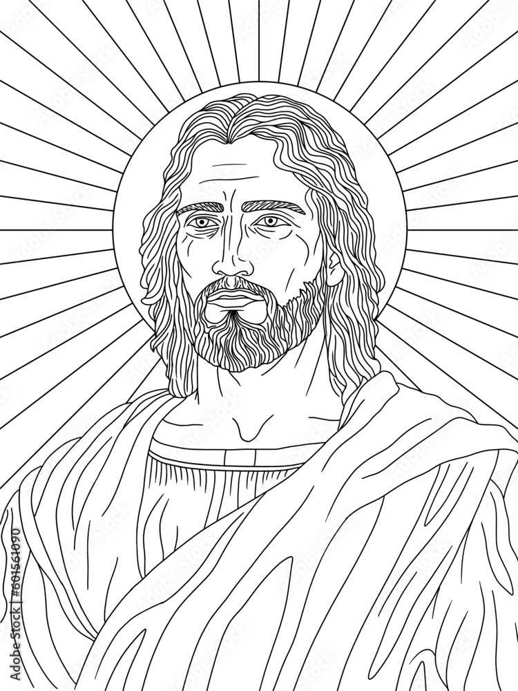 Portrait of Jesus the Son of God. Isa ibn Maryam al-Masih. Coloring ...