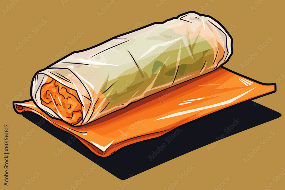 Doodle inspired Plastic wrap, cartoon sticker, sketch, vector ...