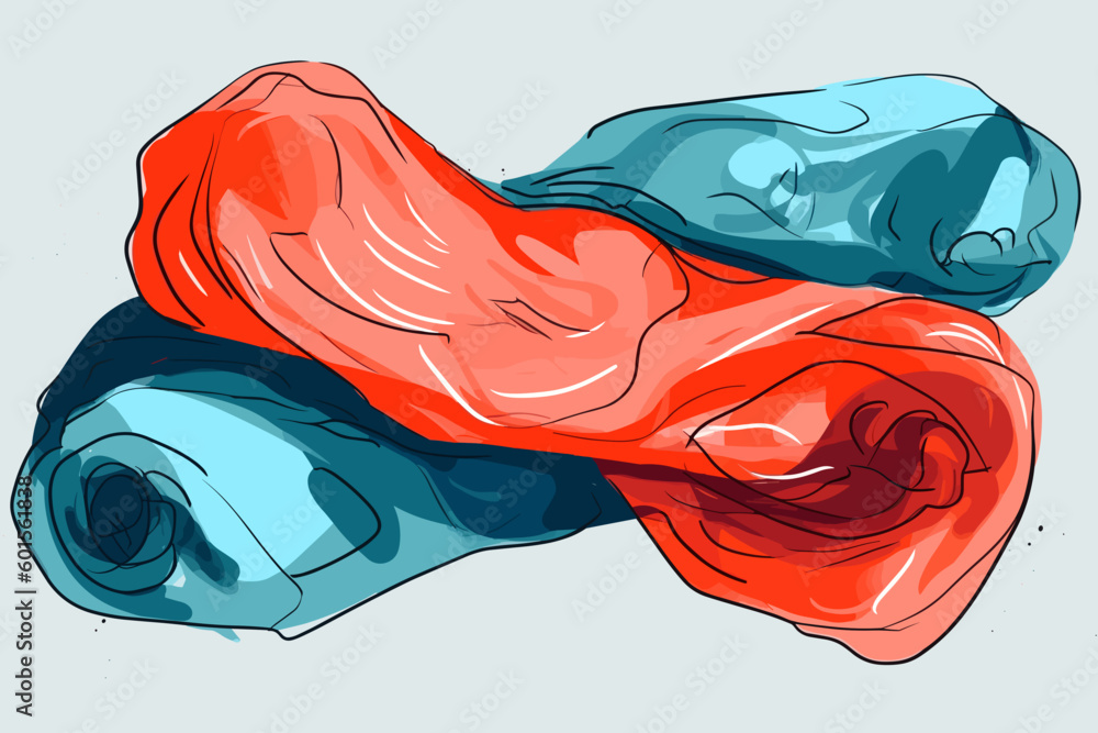 Doodle inspired Plastic wrap, cartoon sticker, sketch, vector ...