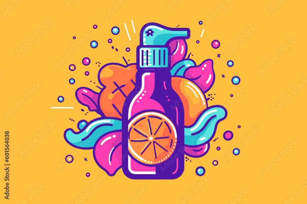 Doodle inspired Cooking spray, cartoon sticker, sketch, vector ...