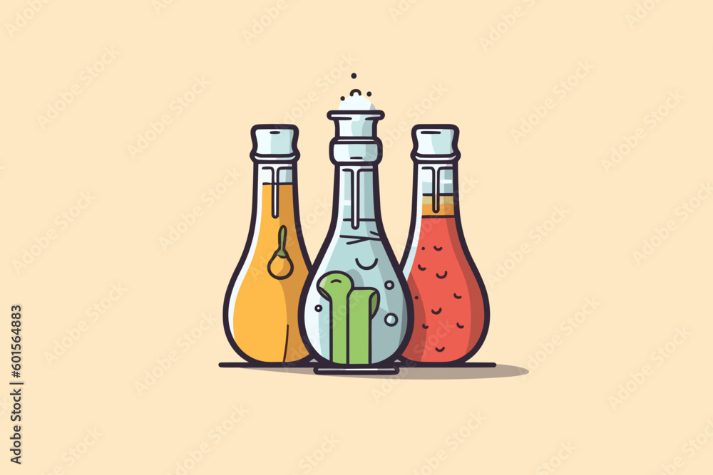 Doodle inspired Salad dressing, cartoon sticker, sketch, vector ...