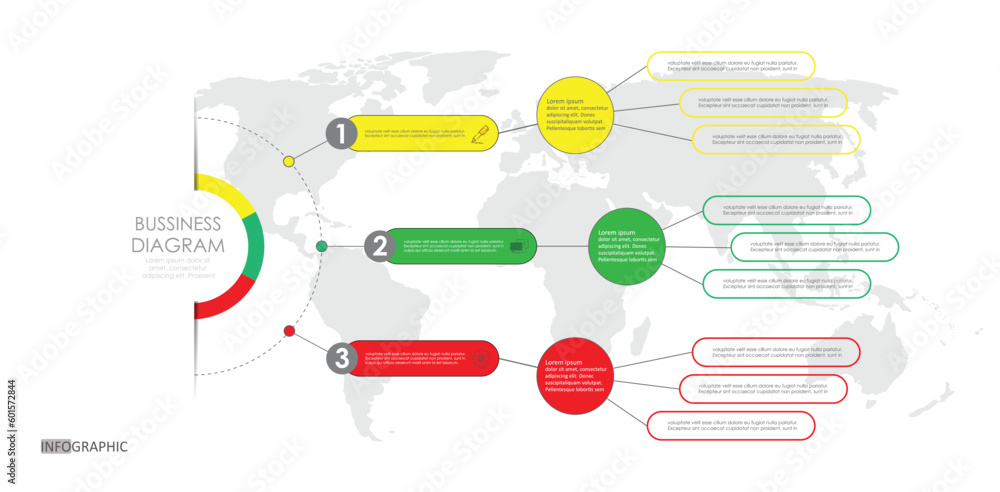 business diagram circular layout chart project timeline diagram with 3 ...