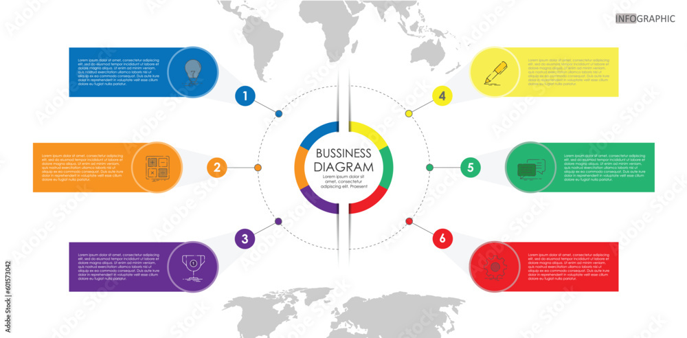 business diagram circular layout chart project timeline diagram with 6 ...