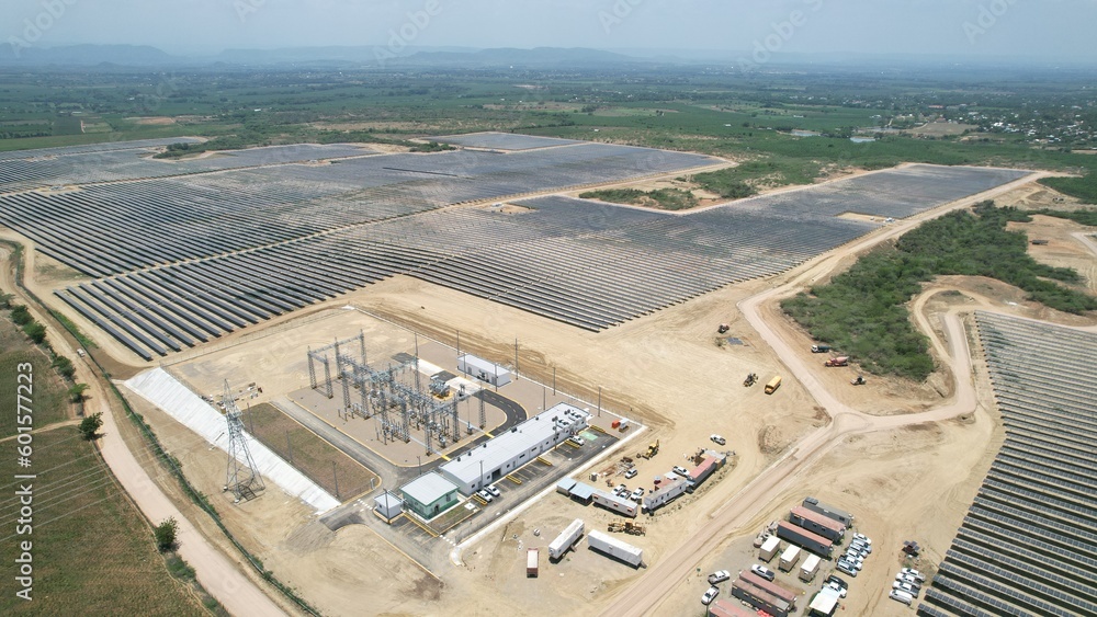 electrical substation of a pv plant in dominican republic Stock Photo ...