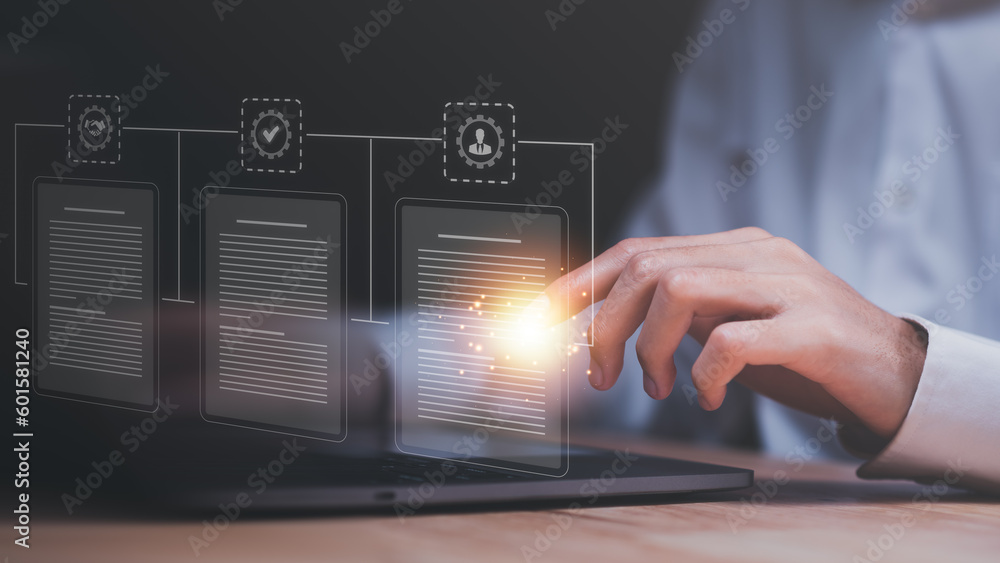 Auditor checking office documents ,plan review process and assess ...