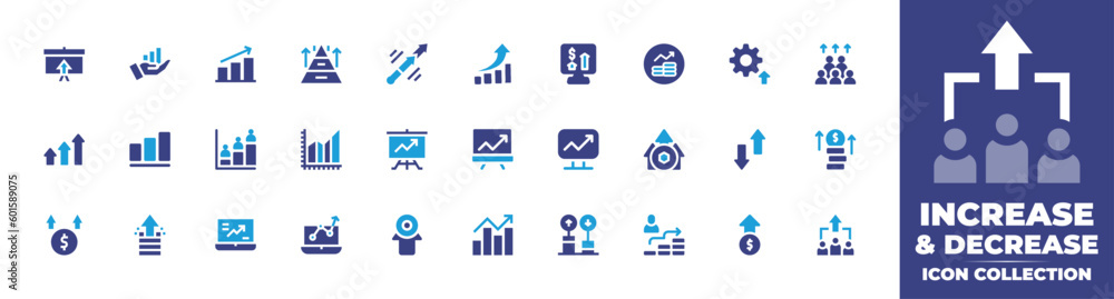 Increase and decrease icon collection. Duotone color. Vector and ...