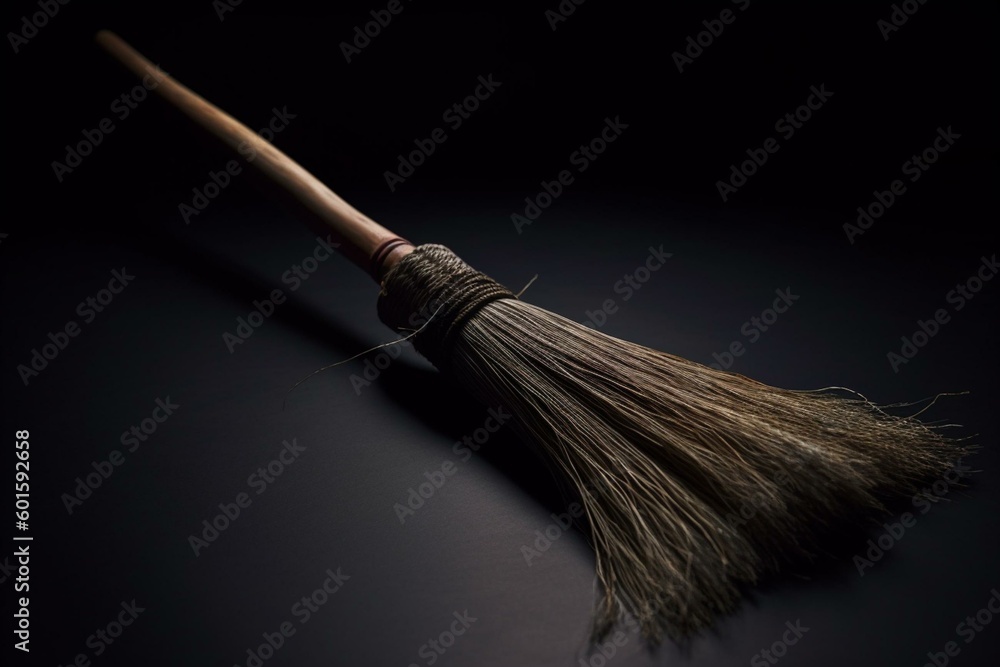 Stunning broom on plain background, minimalistic aesthetic, equilibrium ...