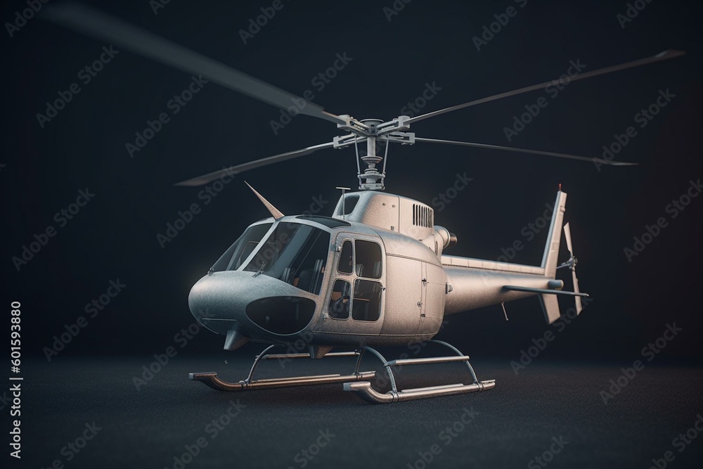 3D model of a simplistic helicopter created with polygons. Generative ...