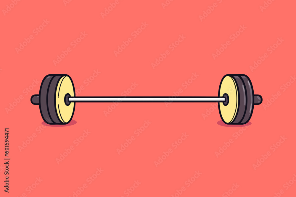Doodle inspired Barbell, cartoon sticker, sketch, vector, Illustration ...