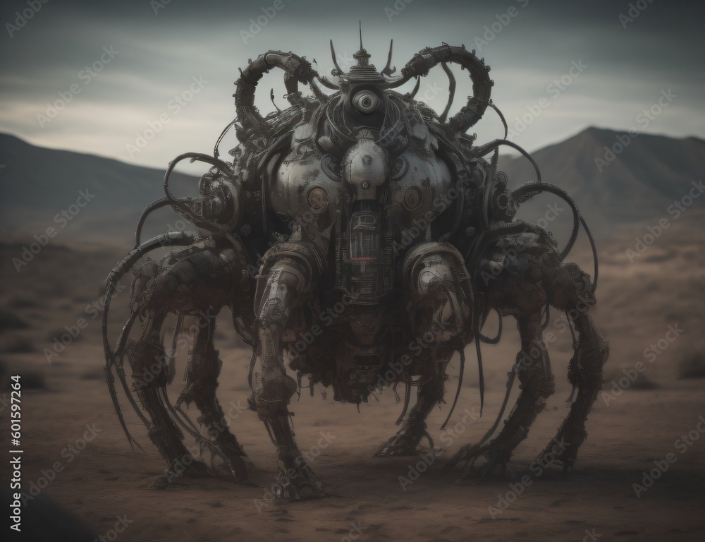 Cowboy mechanical cyborg space with horse made by ai generated Stock ...