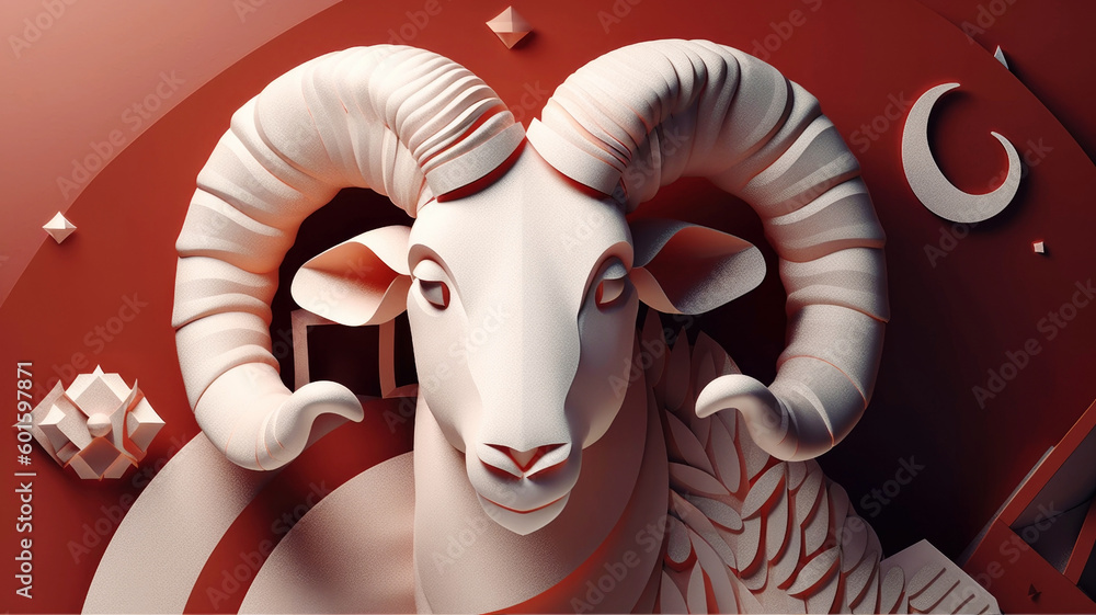 Muslim holiday Eid al-Adha, sacrifice of a ram or a sheep. Template for ...