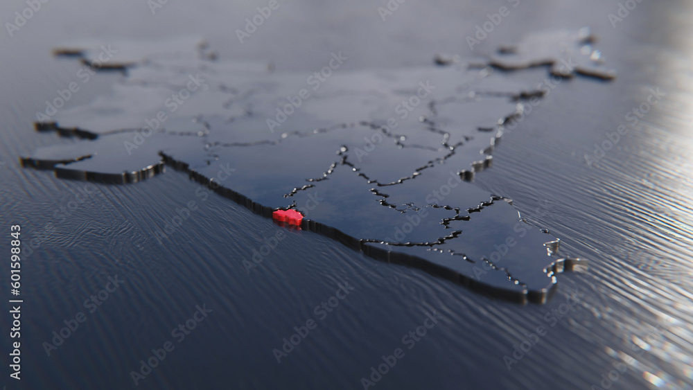 Goa state map on a Indian map with a black background 3D Stock ...