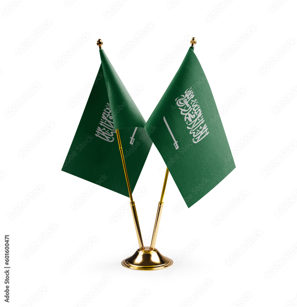 Small national flags of the Saudi Arabia on a white background Stock ...