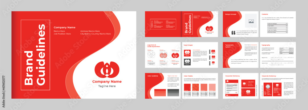 Creative branding guidelines and manual presentation template vector ...