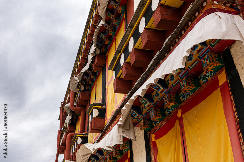 Traditional tibetan buildings in Ganden Sumtseling Monastery, a sacred ...