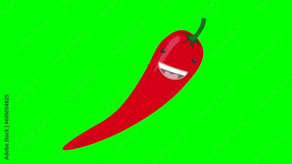 Cartoon childish talking chili pepper loop with alpha channel ...