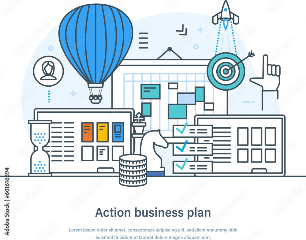 Action business plan efficient way to reach business goals. Search ...