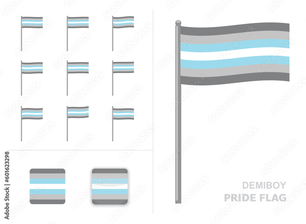 Demiboy Pride Flag Waving Animation App Icon Vector Stock Vector ...