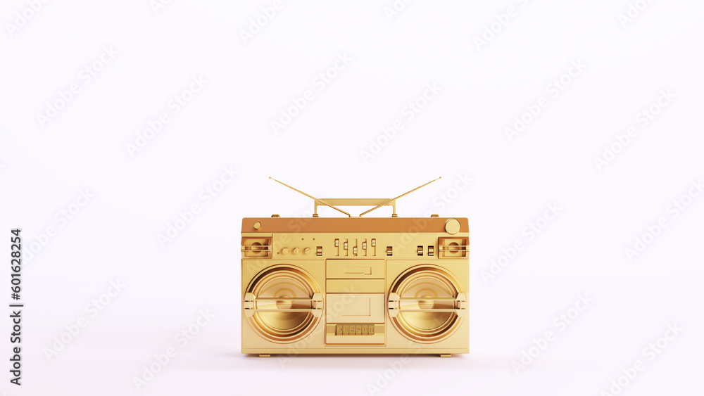 Gold Boombox Retro Stereo Cassette Player Golden Luxury Art Decorative ...